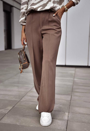 Brązowe eleganckie szerokie spodnie damskie ADELA - La Femme Boutique